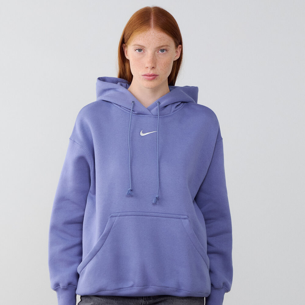 NIKE HOODIE PHOENIX LONG OVERSIZED SWEAT FEMME - BLEU/BEIGE | Courir.com