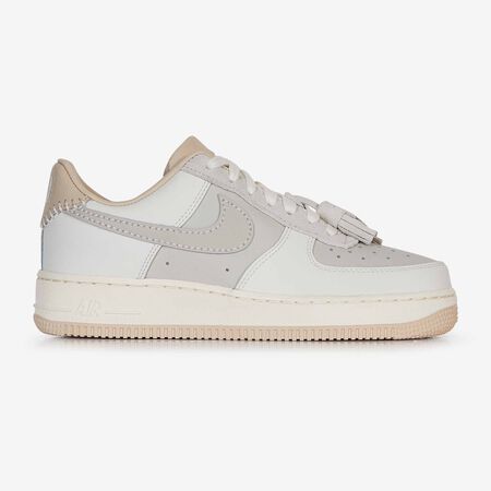NIKE AIR FORCE 1 LOW MINI SWOOSH SNEAKERS FEMME - BEIGE/OR - LACETS ...