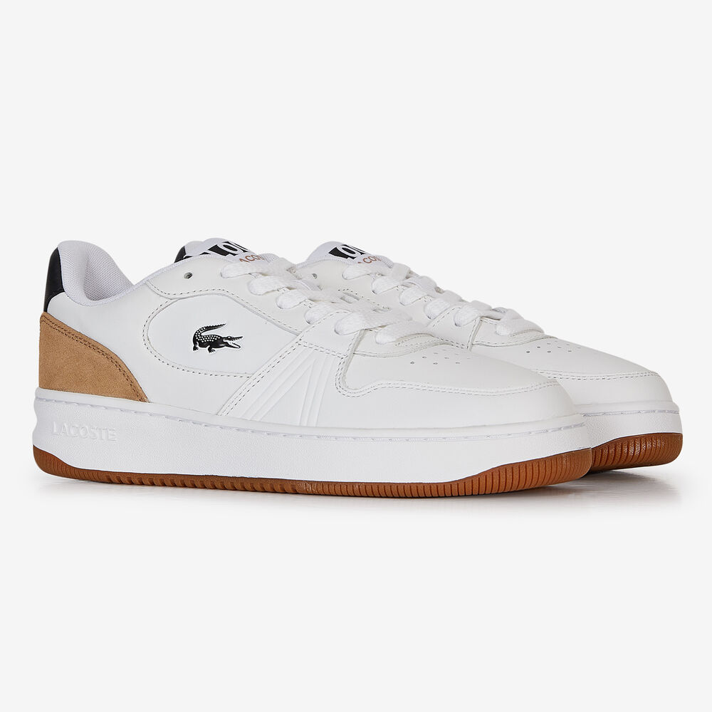 LACOSTE L001 SET SNEAKERS HOMME - BLANC/MARRON - LACETS | Courir.com