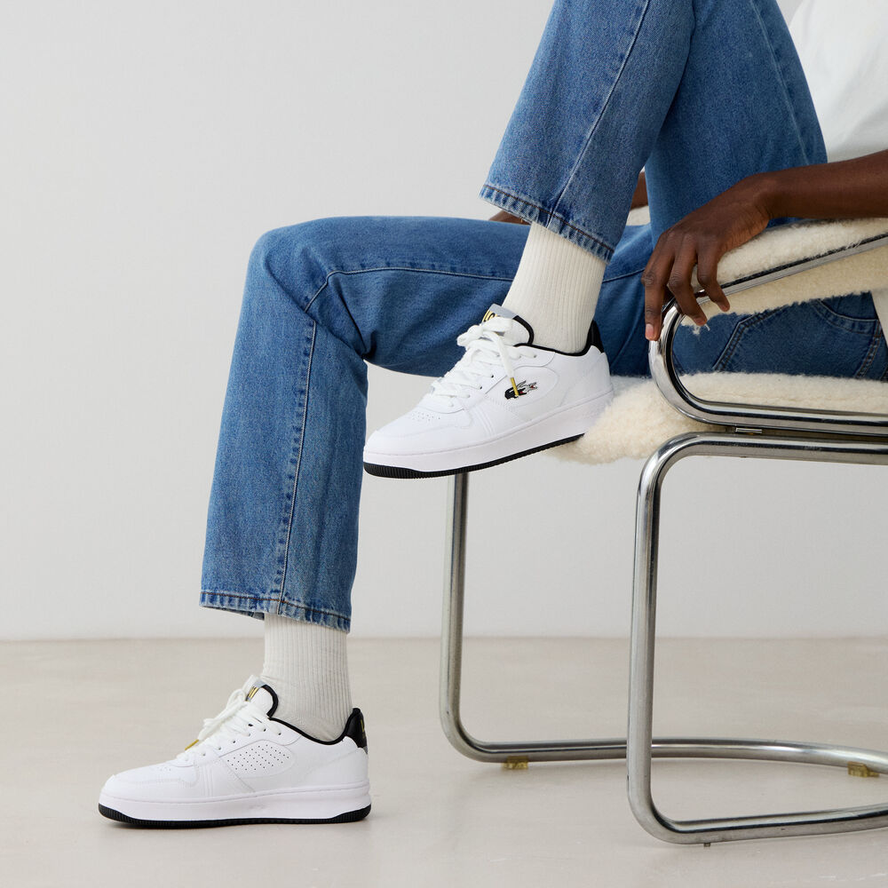 LACOSTE L001 SET DOUBLE CROC SNEAKERS HOMME - BLANC/NOIR - LACETS ...