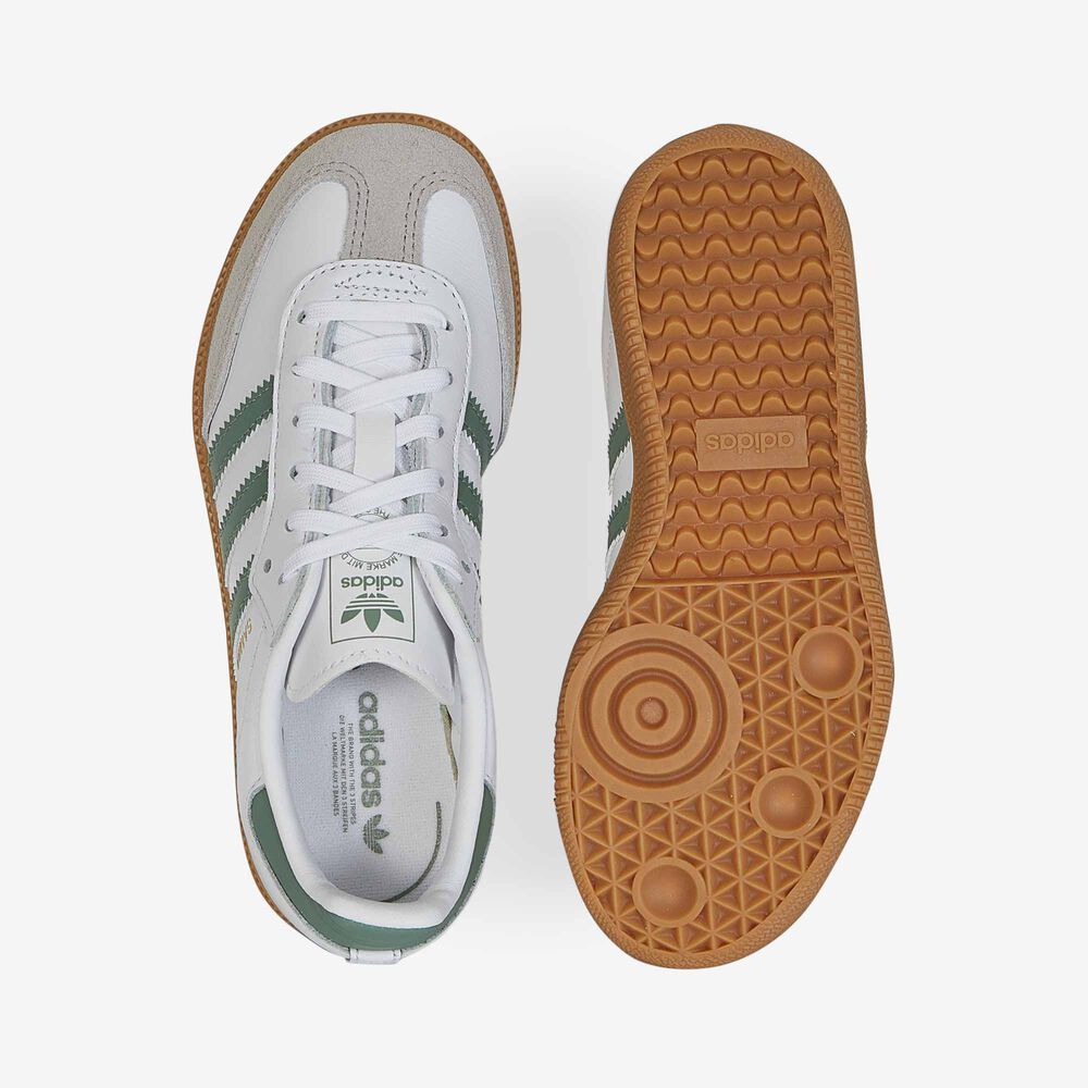 ADIDAS ORIGINALS SAMBA OG SNEAKERS ENFANT - BLANC/VERT - LACETS ...