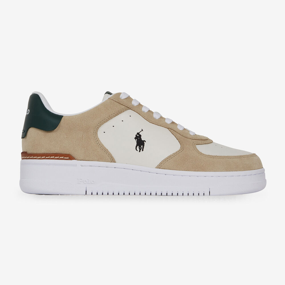 POLO RALPH LAUREN MASTERS COURT SUEDE SNEAKERS HOMME - BLANC/BEIGE ...