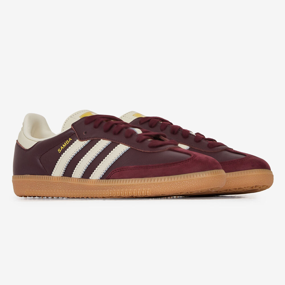 ADIDAS ORIGINALS SAMBA OG SNEAKERS FEMME - BORDEAUX/BEIGE - LACETS ...