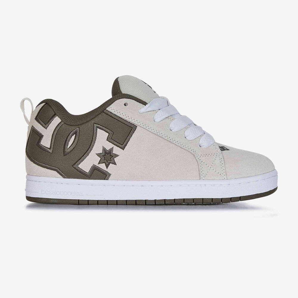 DC SHOES COURT GRAFFIK SNEAKERS HOMME - BLANC/KAKI - LACETS | Courir.com
