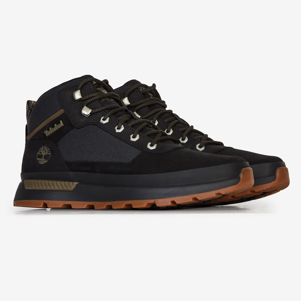 TIMBERLAND FIELD TREKKER MID SNEAKERS HOMME - NOIR/MARRON - LACETS ...