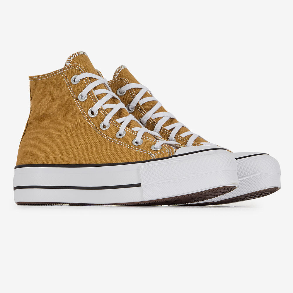 CONVERSE CHUCK TAYLOR ALL STAR LIFT HI SNEAKERS FEMME - MARRON - LACETS ...