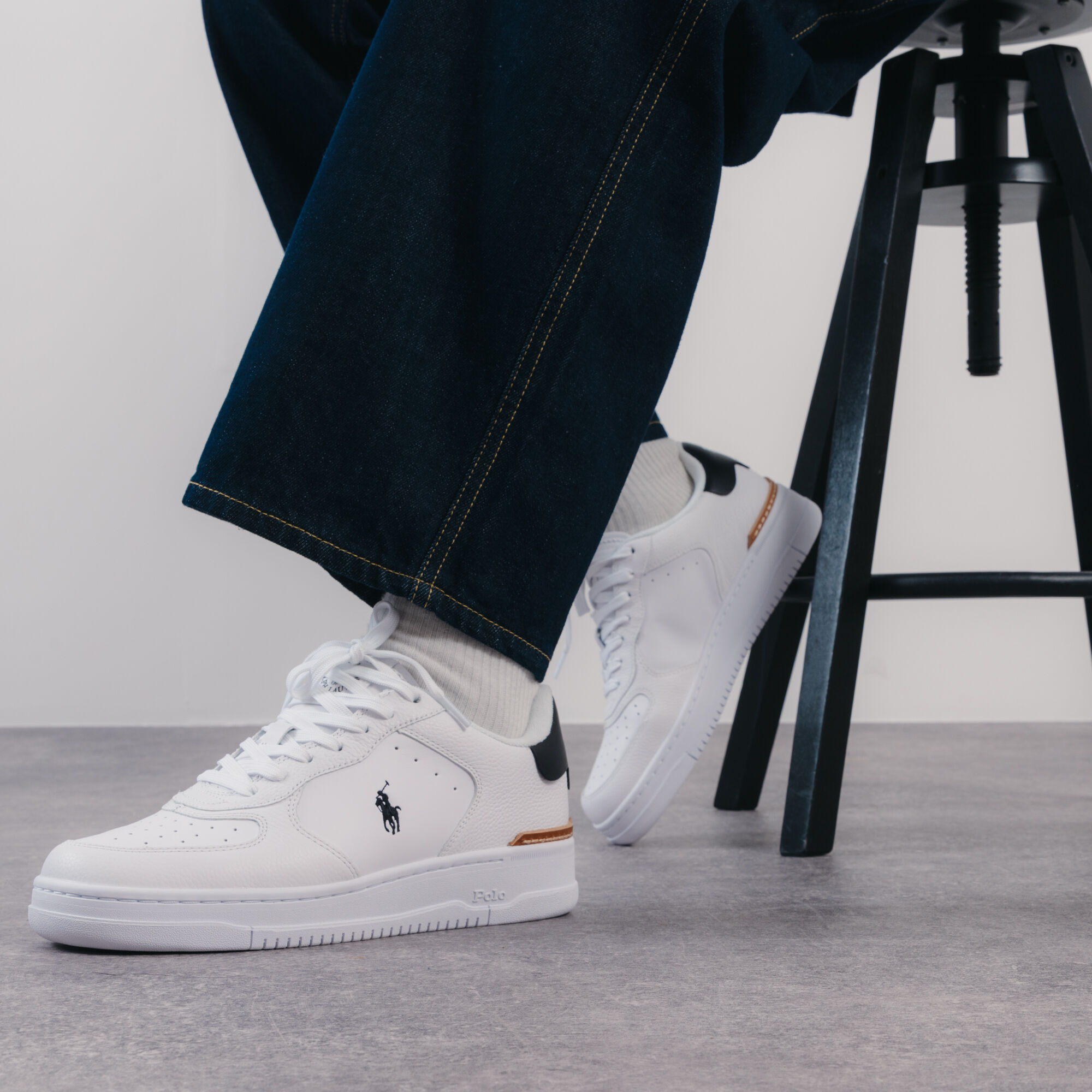 POLO RALPH LAUREN MASTERS COURT BLANC/NOIR - SNEAKERS HOMME | Courir.com