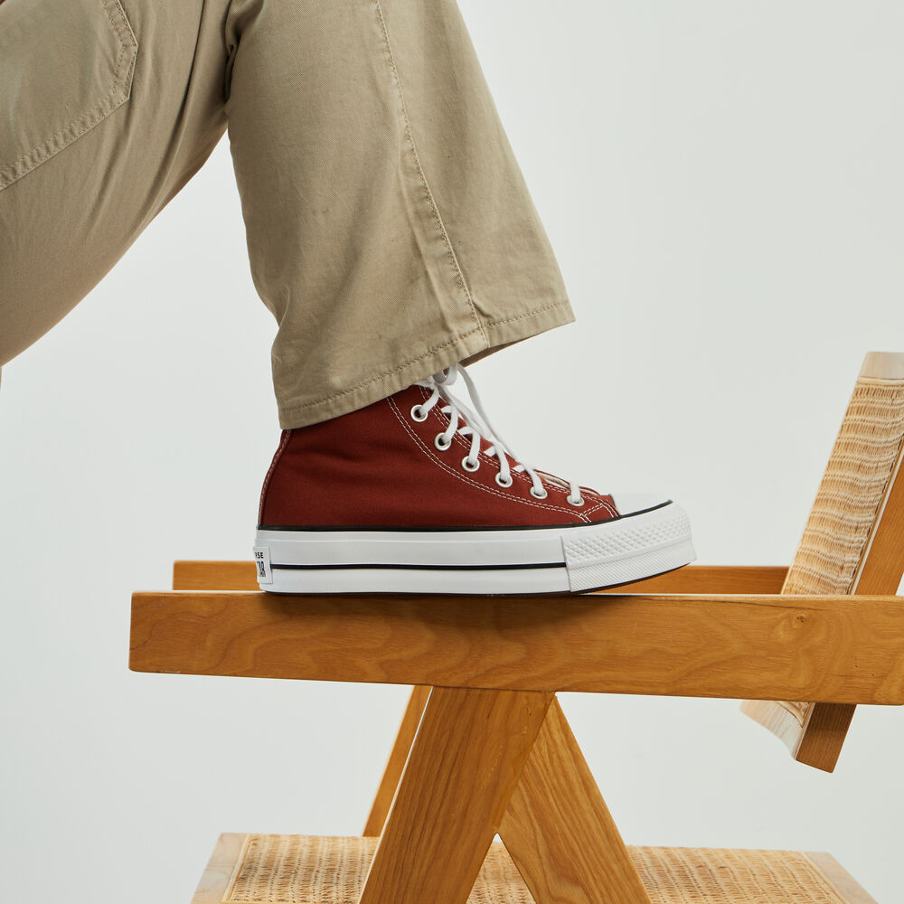 CONVERSE CHUCK TAYLOR ALL STAR LIFT HI SNEAKERS FEMME - ROUGE - LACETS ...