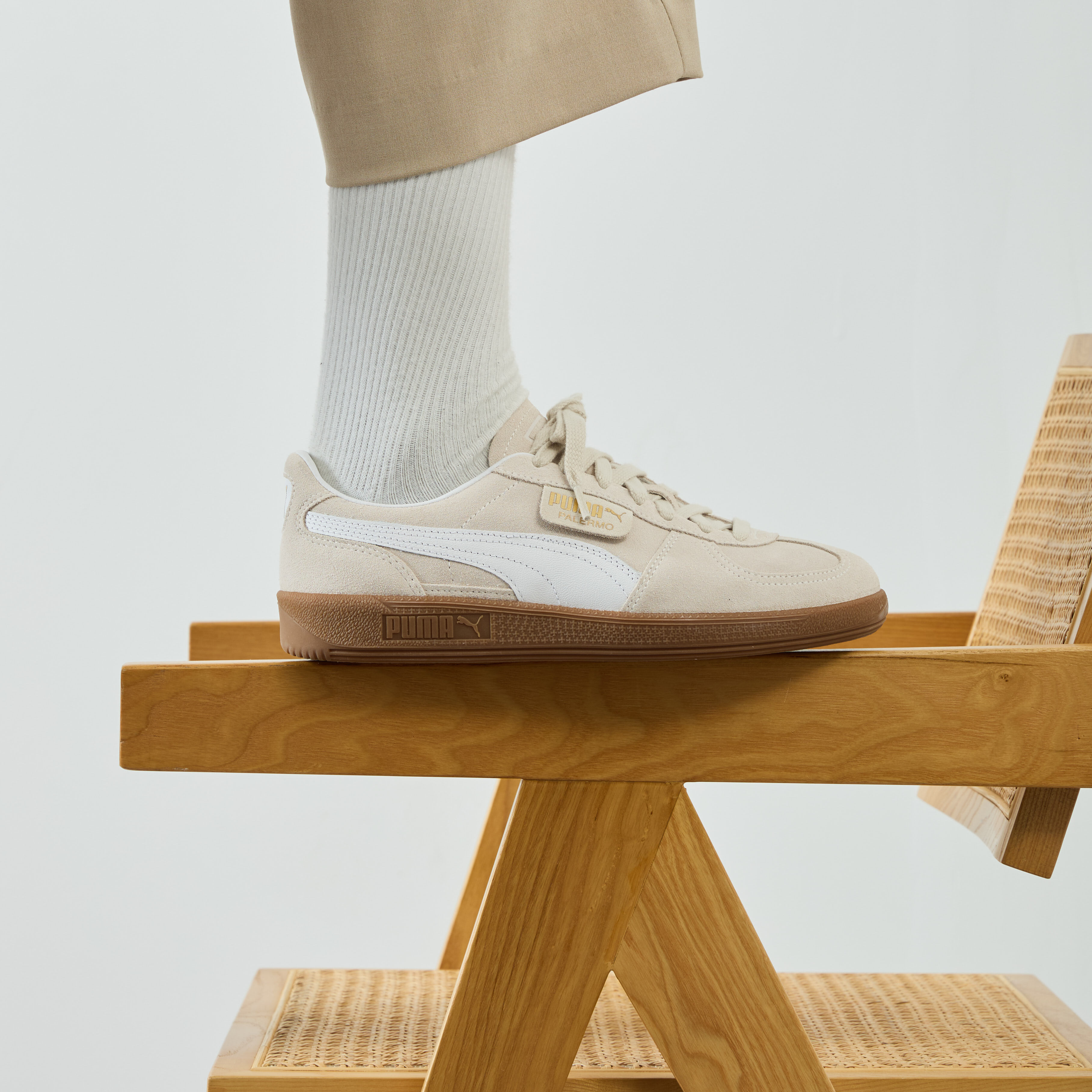 PUMA PALERMO BEIGE/WHITE - SNEAKERS MEN | Courir.com