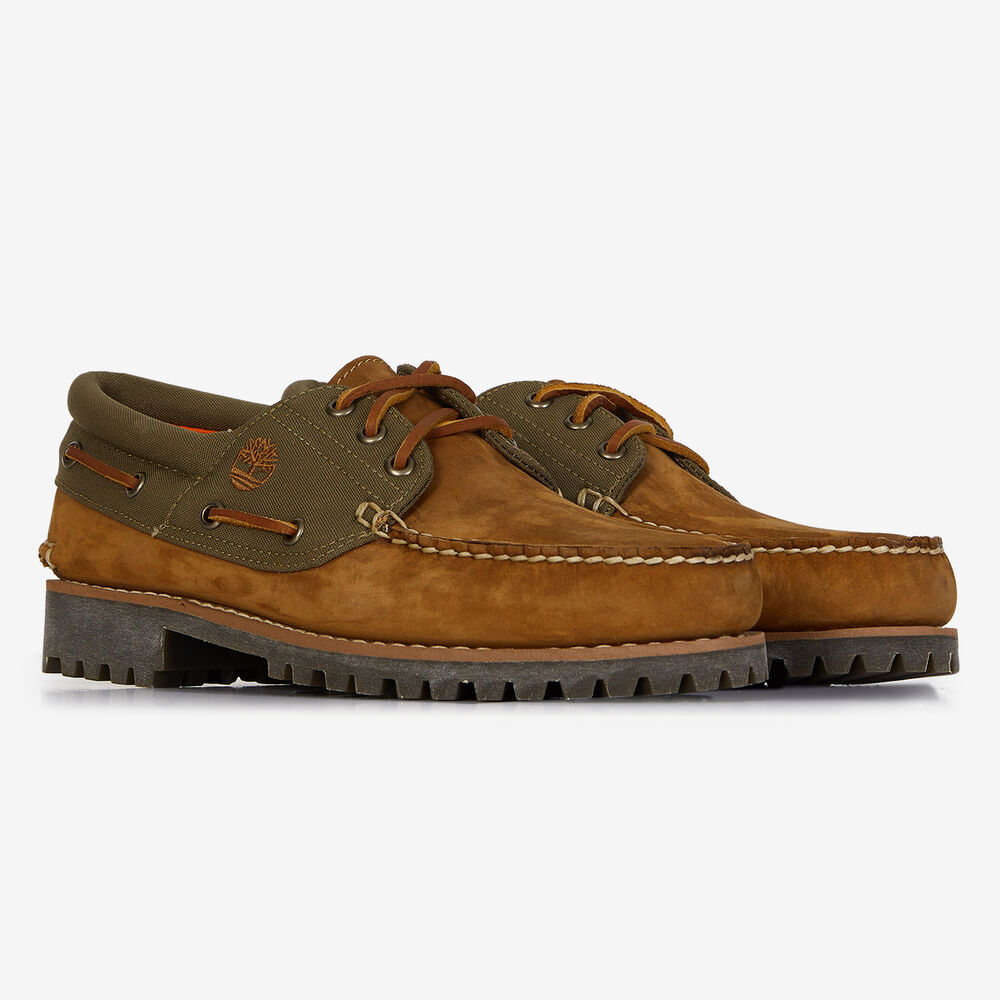 TIMBERLAND AUTHENTICS 3 EYE CLASSIC SNEAKERS HOMME - MARRON/KAKI ...