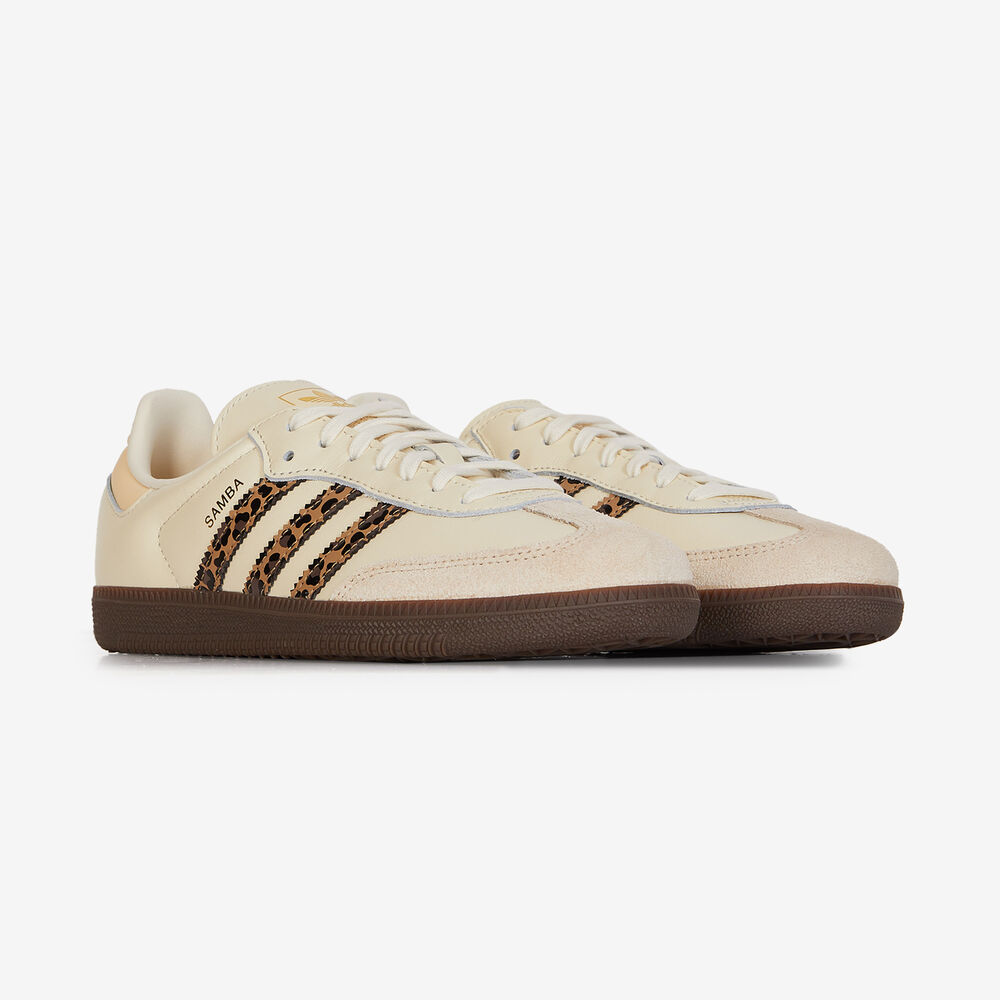 ADIDAS ORIGINALS SAMBA OG LEOPARD SNEAKERS ENFANT - BEIGE/MARRON ...