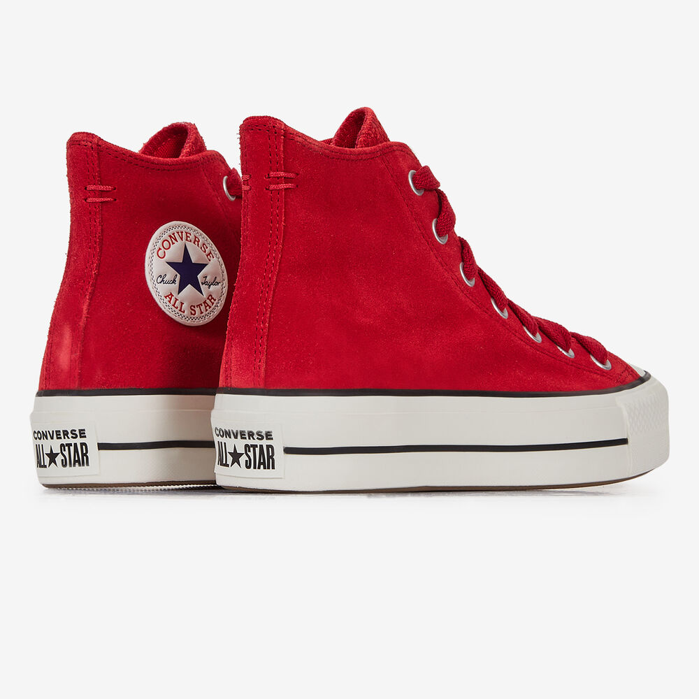 CONVERSE CHUCK TAYLOR ALL STAR LIFT HI SUEDE SNEAKERS FEMME - ROUGE ...