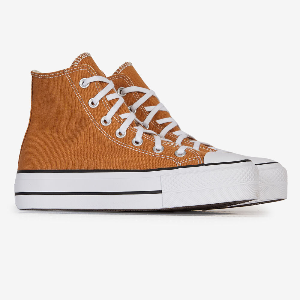 CONVERSE CHUCK TAYLOR ALL STAR LIFT HI SNEAKERS FEMME - MARRON - LACETS ...