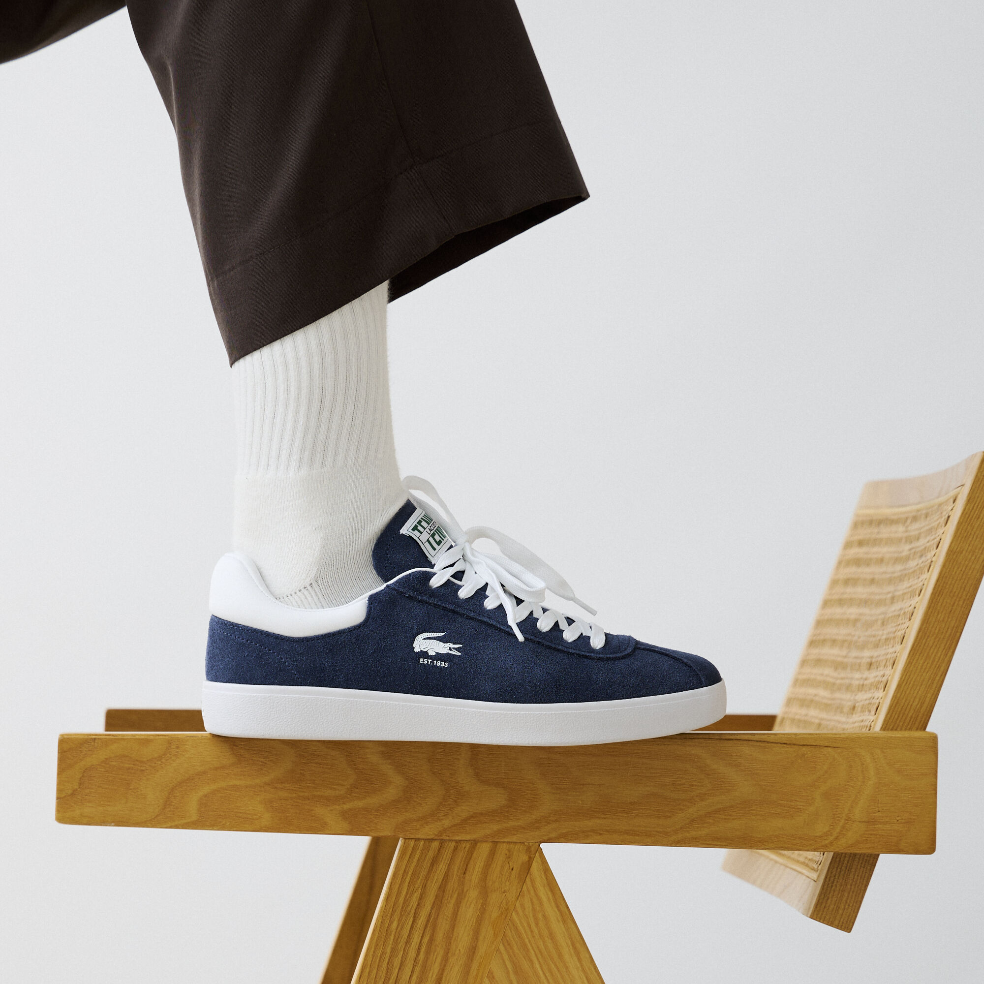 LACOSTE BASESHOT NAVY BLUE WHITE SNEAKERS MEN Courir