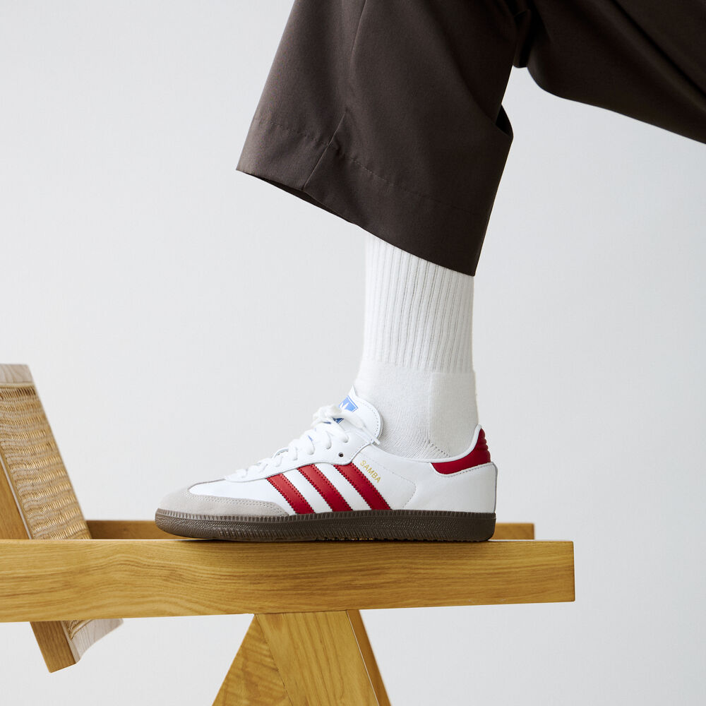 ADIDAS ORIGINALS SAMBA OG SNEAKERS HOMME - BLANC/ROUGE - LACETS ...