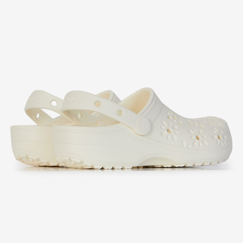 CROCS CLASSIC FLORAL CUT OUT CLOG ESTIVALES FEMME - BLANC - À ENFILER ...