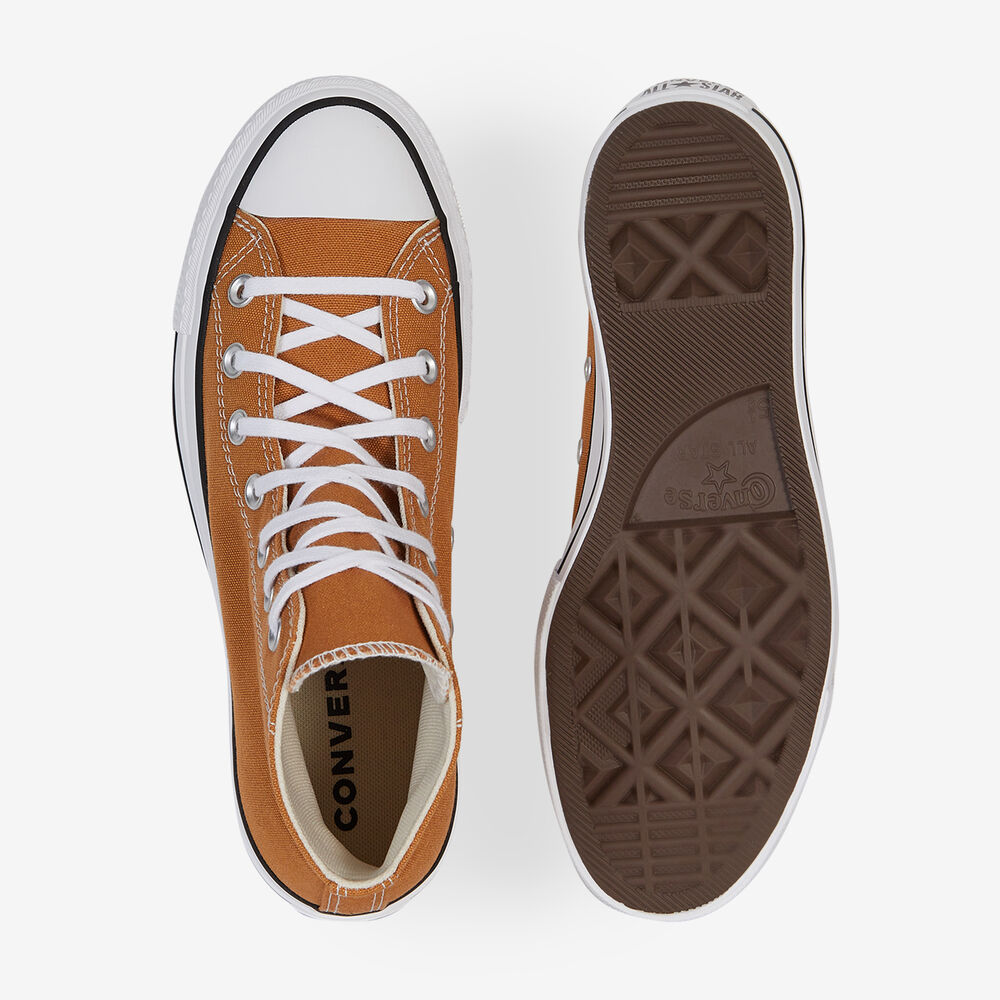 CONVERSE CHUCK TAYLOR ALL STAR LIFT HI SNEAKERS FEMME - MARRON - LACETS ...
