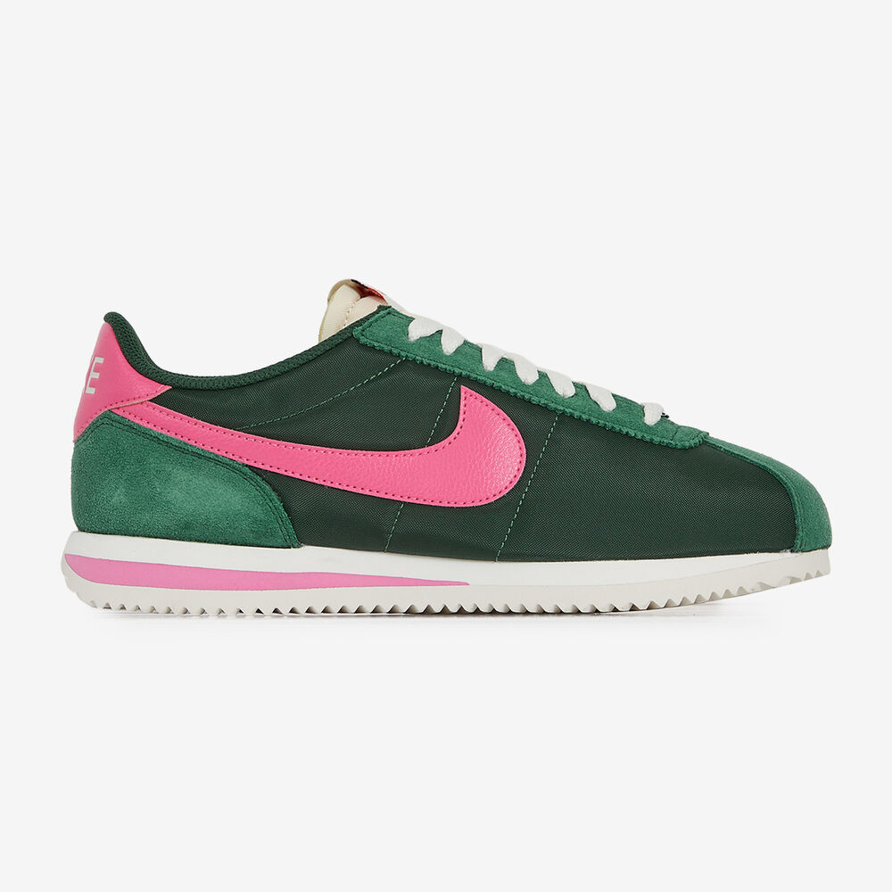 NIKE CORTEZ NYLON SNEAKERS FEMME - VERT/ROSE - LACETS | Courir.com