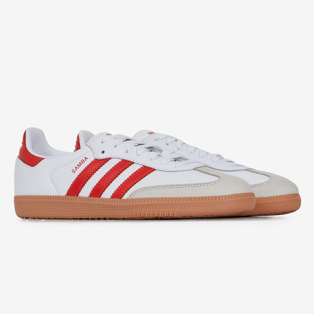 ADIDAS ORIGINALS SAMBA OG SNEAKERS HOMME - BLANC/ROUGE - LACETS ...