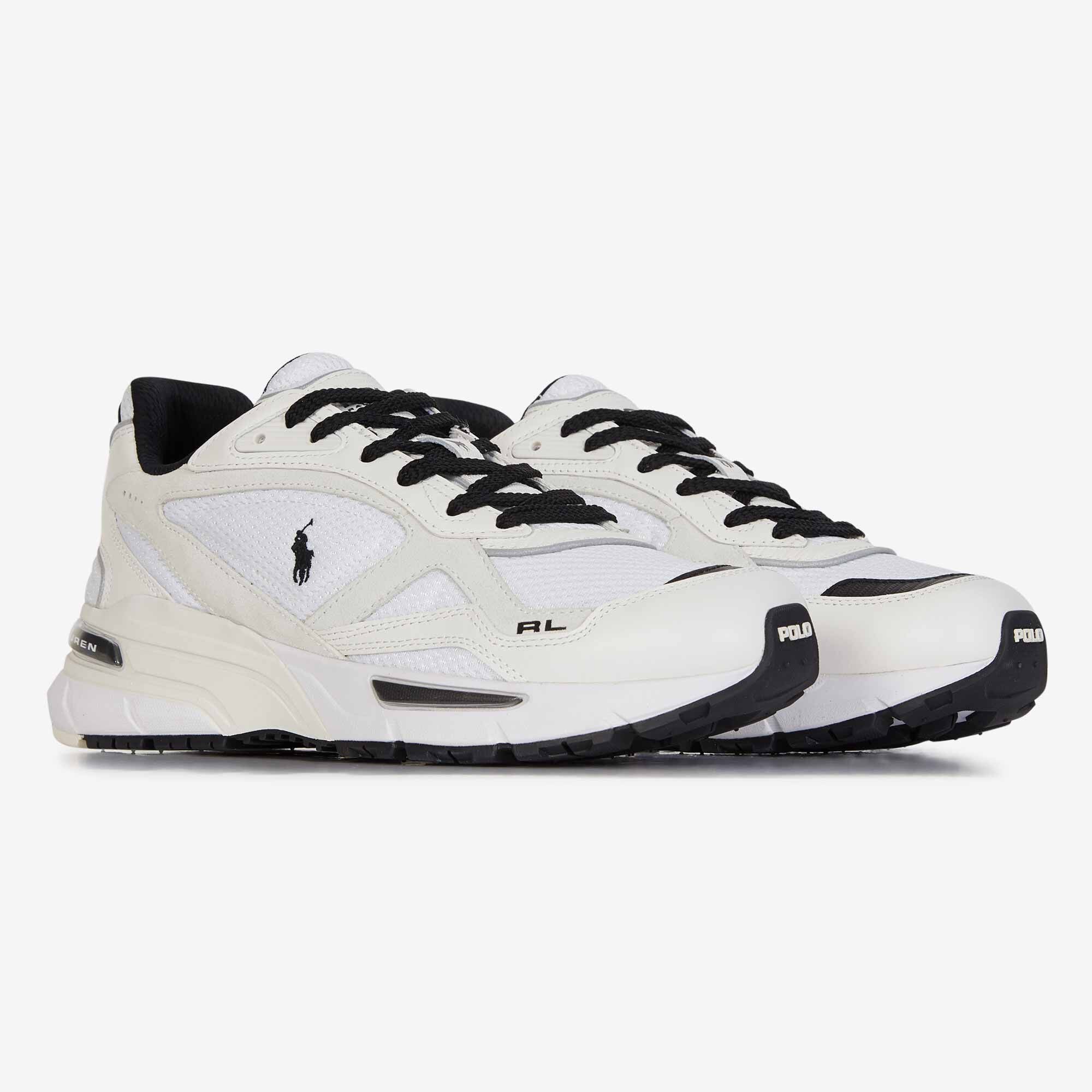 POLO RALPH LAUREN TRACKSTER 275 SNEAKERS HOMME - BLANC/NOIR - LACETS ...