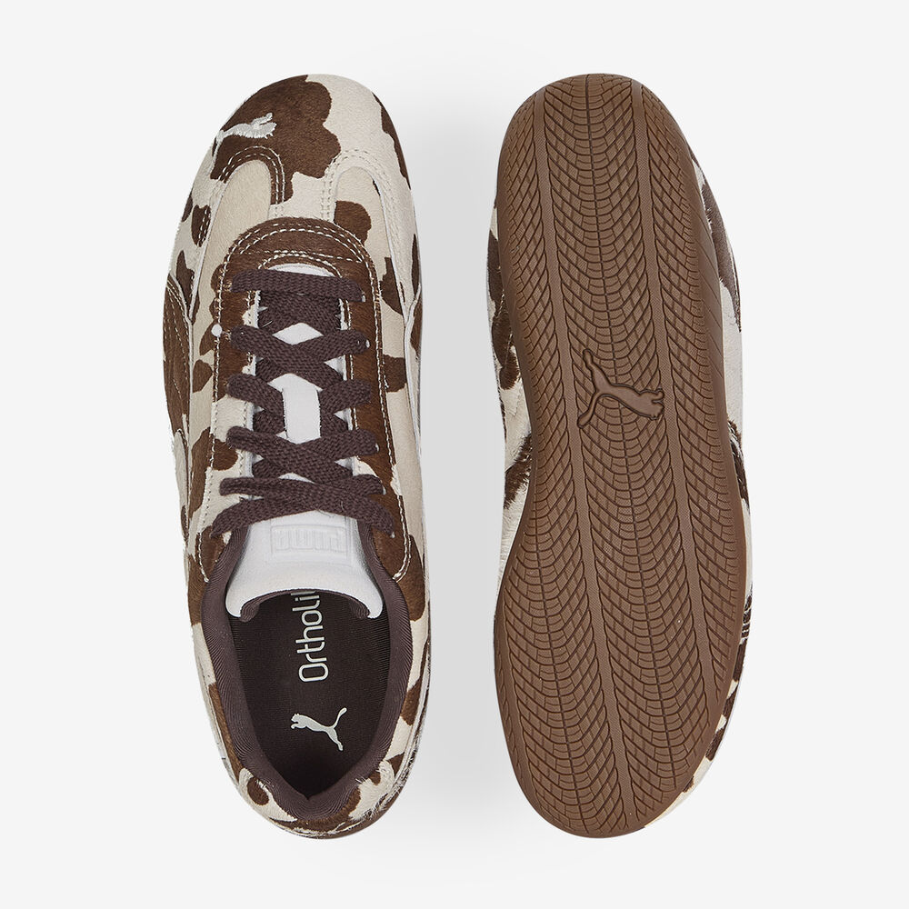 PUMA SPEEDCAT PONY HAIR COW SNEAKERS FEMME - BLANC/MARRON - LACETS ...